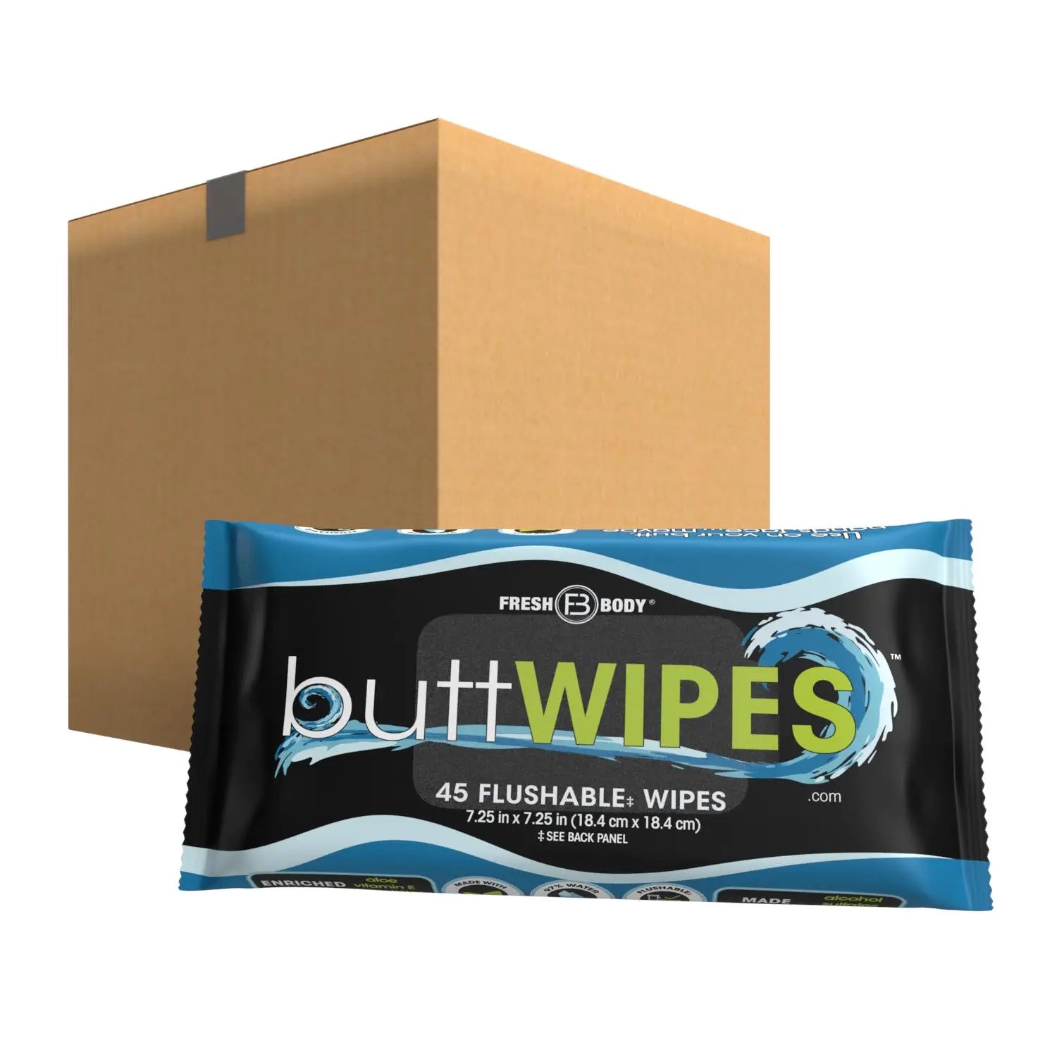 Buttwipes™ Extra Large Flushable Wipes by Fresh Body - 45ct flow packs