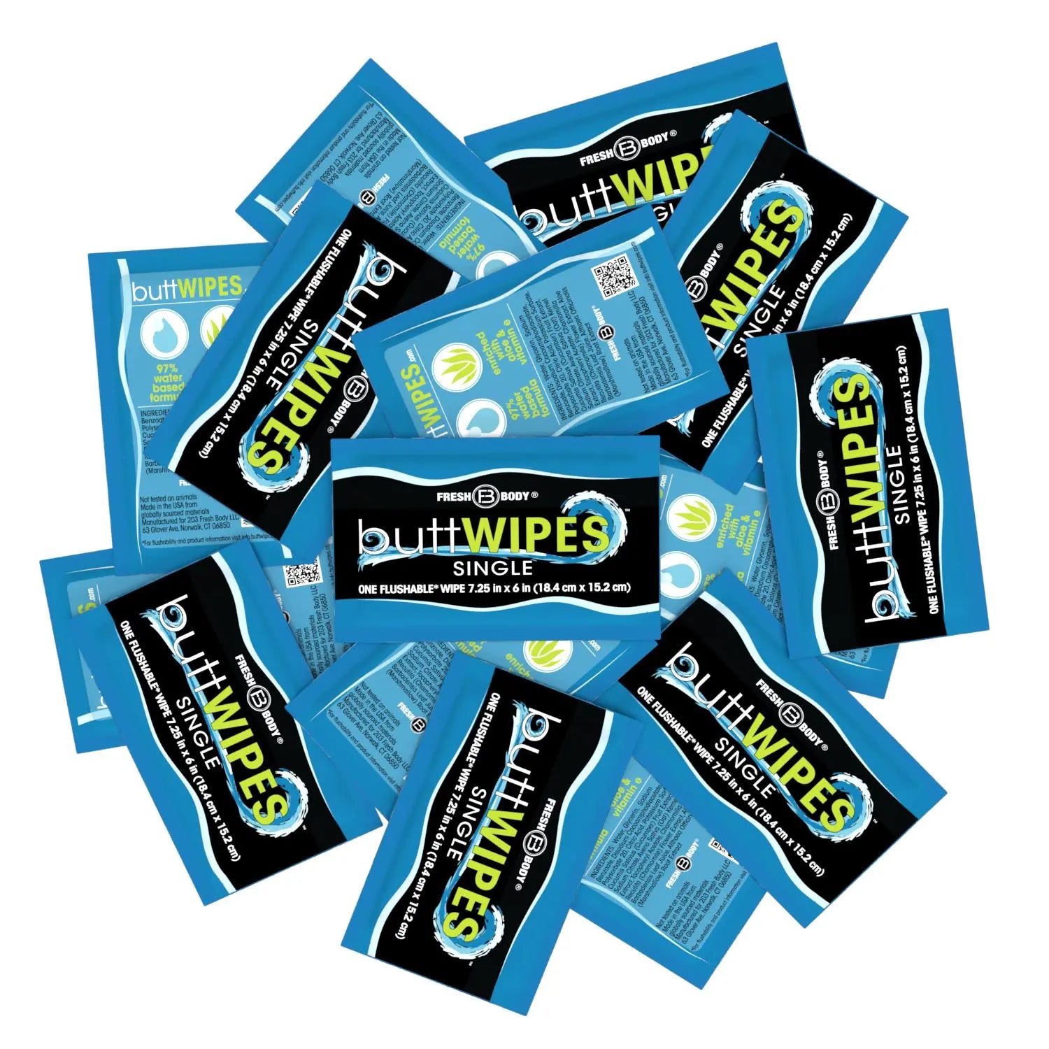 Buttwipes™ Singles: Individually Wrapped Flushable Wipes for On-The-Go